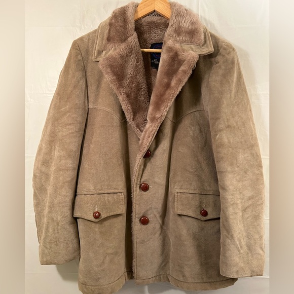 Peters | Jackets & Coats | Peters All Weather Wear Vintage 6s Corduroy Faux Fur Lined Tan Coat ...